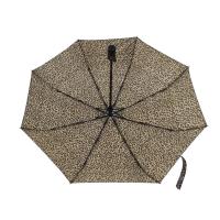 China 190T Polyester 3 Folding Umbrella with Leopard Pattern 21 Inch Auto Open for sale