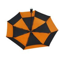 China Custom Logo Printed Pongee Double Canopy Umbrella 21 Inch Windproof UV Protection Auto Open for sale