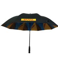 China 130cm Windproof RPET Pongee Double Layer Golf Umbrella Auto Open Fiberglass Shaft for sale