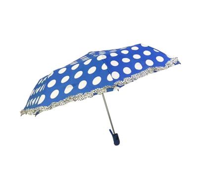 China SGS Ladies Auto Open Polyester 190T Dot Umbrella With Ruffle Edge for sale