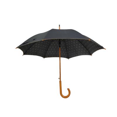 China Auto Open Straight Wooden Handle Sunshade Umbrella With Heat Transfer Printing for sale
