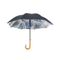 China Double Layer Wooden Handle Waterproof Auto Open Umbrella 23inch 8 Panels Polyester 190T for sale