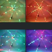 China TUV Handheld Clear POE LED Flash Light Umbrella 23inch 8 Panels Polyester 190T for sale