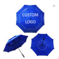 China Windproof Auto Open 30 60 Pongee Sublimation Golf Umbrella Custom Logo for sale