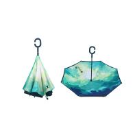 China Double Layer C Handle Windproof Reverse Inverted Umbrella for sale