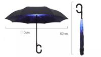 China 23 Inch C Shape Handle Inverted Reverse Umbrella with Double Layer UV Protection and Custom Logo Printing for sale