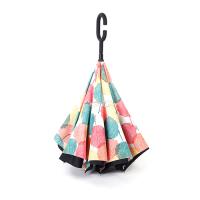 China C Handle 190T Reverse Inverted Umbrella Double Layer Inside Out Windproof 49 Arc for sale