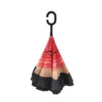 China 23 Inch Reverse Invert Pongee Upside Down Umbrella Double Layer Windproof C Handle for sale