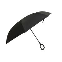 China Hands Free C Handle Reverse Inverted Umbrella 23 Inch Double Layer Windproof UV Protection for sale