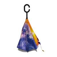 China 23 Inch Double Layer Inverted Umbrella C Handle Windproof Reverse Umbrella UV Protection UPF 50 for sale