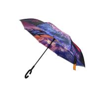 China 23 Inch Double Layer Inverted Umbrella C Handle Windproof Reverse Umbrella UV Protection UPF 50 for sale