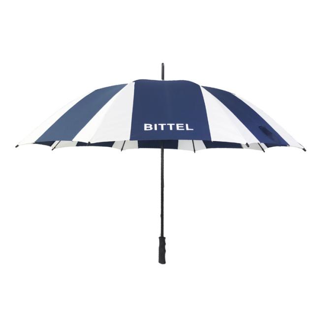 Black metal frame manual open umbrella with pongee fabric canopy