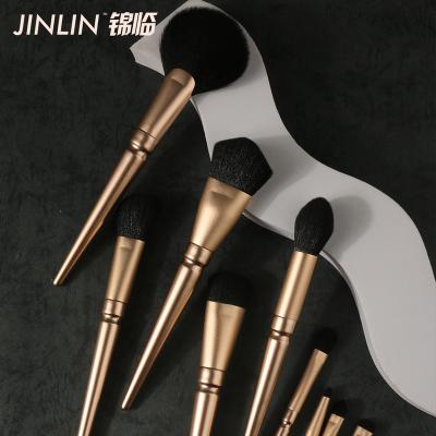 China Smudge Brush Smudge Brush Portable Soft Brown black golden Bulk Big Makeup Brushes Black Double Sided Gold Eyeshadow Custom Logo Makeup Brush Set for sale