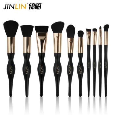 China Smudge Brush Smudge Brush 10 pcs Black gold Makeup Brushes Set Eye Shadow Powder Foundation Concealer Cosmetic black luxury makeup brush set for sale