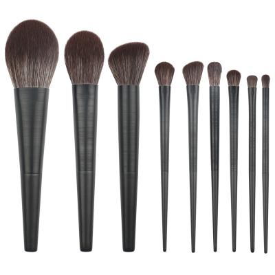 China Angular Blush Angular Blush 9 Pcs synthetic hair Black Makeup Brushes Set Eye Shadow Powder Foundation Concealer Cosmetic Black Luxury Makeup Brush Set for sale