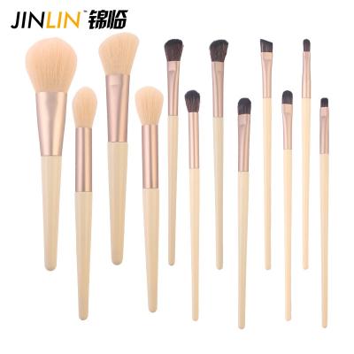 China Smudge Brush Smudge Brush 12 pcs make up brushes with one bag super soft light pink glitter make up brush set for sale
