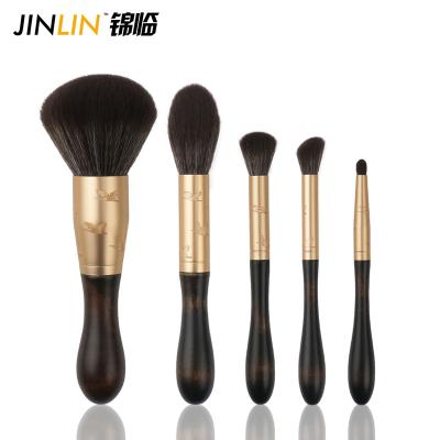 China Smudge Brush Smudge Brush Custom makeup set brush Synthetic hair Drawing process aluminum tube Solid wood paint brush handle for sale