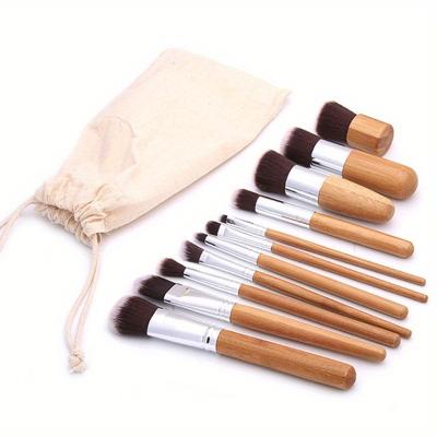 China Smudge Brush Smudge Brush 11pcs set Bamboo Handle Professional Multi-Functional Makeup Brushes  Powder  Eye Shadows Blush Make Up Brushes for sale