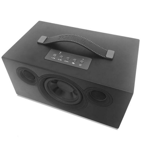 Compatto portabile altoparlante bluetooth in legno massello per la casa con batteria ricaricabile