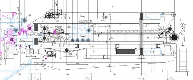 Twin wire press mechanism detail