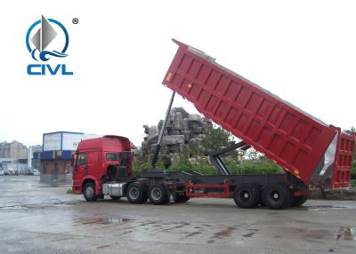中国 50トン3の車軸を持ち上げる前部が付いている半Sinotruk Cimcの端のダンプのトレーラ トラックのトレーラー 販売のため