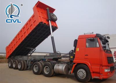 中国 50トン3の車軸を持ち上げる前部が付いている半Sinotruk Cimcの端のダンプのトレーラ トラックのトレーラー 販売のため
