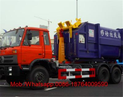中国 ディーゼル廃物のコンパクターのトラックの利き腕のごみ収集車の取り外し可能な容器の圧縮の塵芥収集車エンジンのユーロII 販売のため
