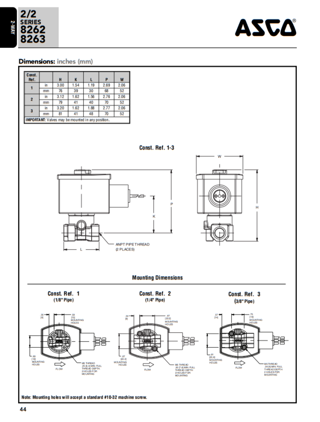 ACSO EF8626H109V solenoid valve connection detail