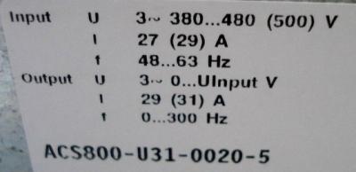 Chine Acs800-u31-0020-5 neuf original, le maximum est de 75 kW, Icont.max est de 120A, AC Drive NEMA 1, 3 phases 380-500V, 20 ch. à vendre