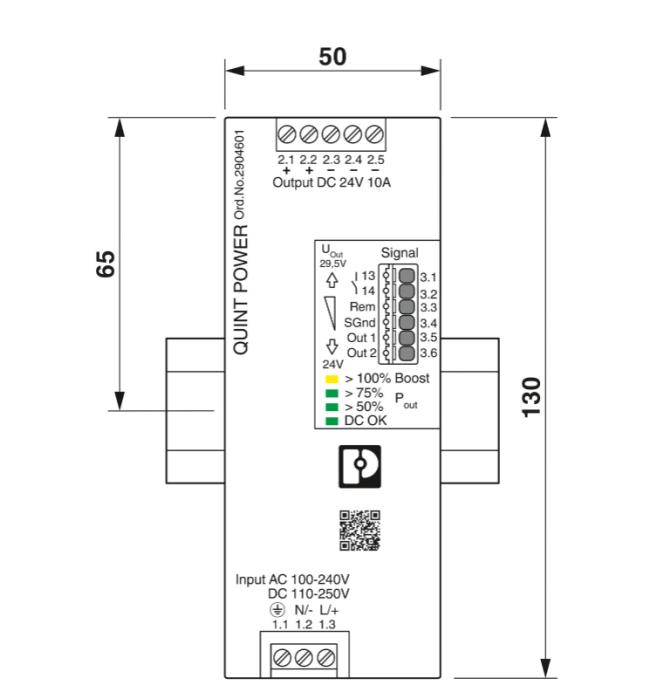 Phoenix QUINT4-pS/1AC/24DC/20 power module side view