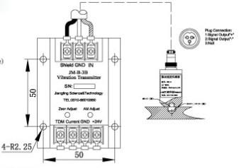 Chine Le transfert de signal de l'émetteur JIANGLIN 2WIRE de vibration de la série JM-B-3B d'émetteur à 4-20mA a produit DIN35mm à vendre