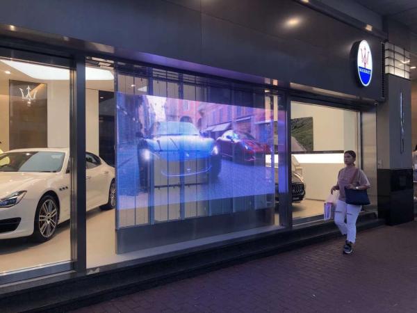 Side Lighting P3.91-7.8 Transparent LED Screen With High Brightness See Through Led For Glass Entrance