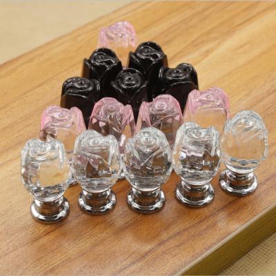 China Flower Style Crystal Door Knobs Drawer Pulls Furniture Handles for sale