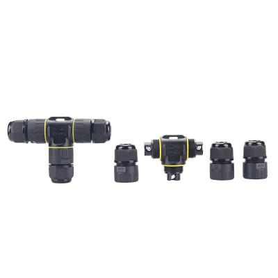 China Three Way Waterproof Circular Connectors IP68 LED Backlight Power Cable Connector for sale