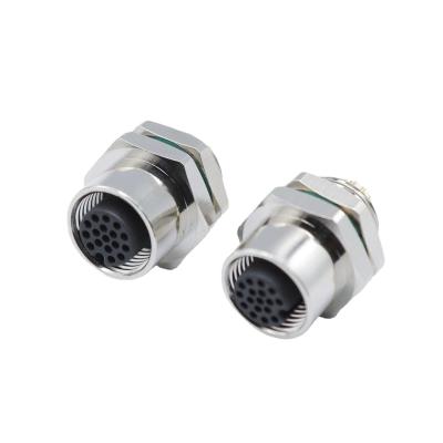 China M12 Waterproof IP67 Female Panel Mount Connector Screw Lock Industrial Circular Connector for sale