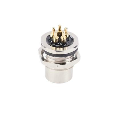 China M12 Panel Connector Male Flange Fixed Solder Automotive IP67 Connectors Waterproof for sale