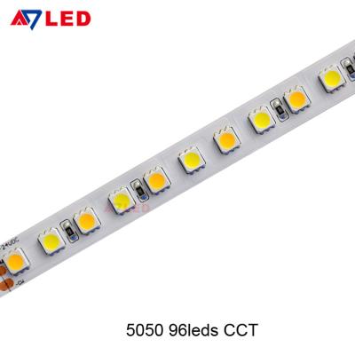 China Adled light 24vdc 96leds IP20 warm white cold white 5050 cct bicolor flexible led light strip for sale