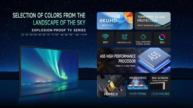 Huixin 32inch Smart TV Bulk OEM/ODM Commercial TVs - Metal Casing & 4mm Tempered Glass A+ LCD Panels