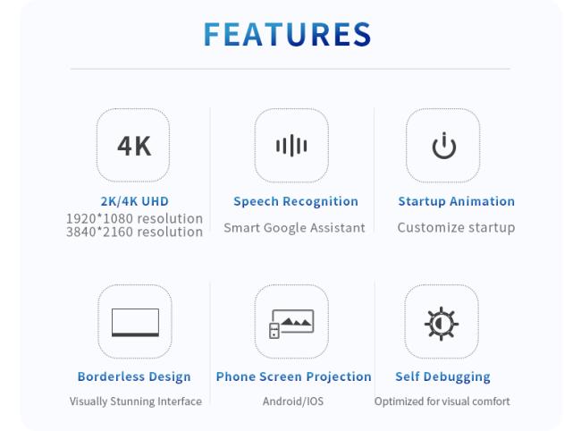 Borderless Smart TV -  A+ LCD Panel Ultra Slim Bezel 2K/4K UHD Display Commercial Sizes TVs