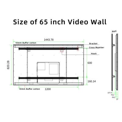 China Large 65 Inch Wall Mount Break Proof Screen Metal Shell Large Splicing Screen 4K UHD Display LCD Digital Signage Screen Advertising Video Wall for sale