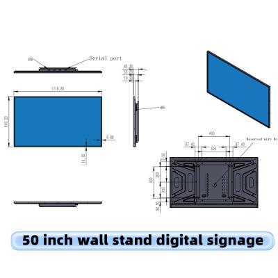 China 50 Inch Cloud-Based Content Management Split-Screen Functionality Wall-Mounted Digital Signage with Built-in Media Player for sale