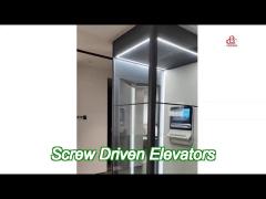 400 Kg Automatic Screw Driven Elevator with Safety Features for Indoor 2 Stops Glass Square Cabin