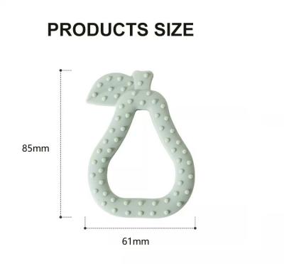 China Customized Colors Silicone Pear Shape Chew Pacifier Teething Baby Newborn Teethers 85 X 61mm for sale