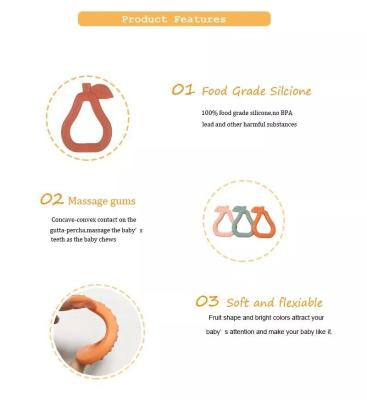 China Customized Colors Silicone Pear Shape Chew Pacifier Teething Baby Newborn Teethers 85 X 61mm for sale