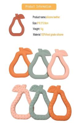 China Customized Colors Silicone Pear Shape Chew Pacifier Teething Baby Newborn Teethers 85 X 61mm for sale