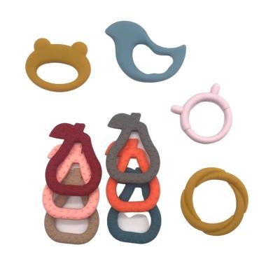China Customized Colors Silicone Pear Shape Chew Pacifier Teething Baby Newborn Teethers 85 X 61mm for sale