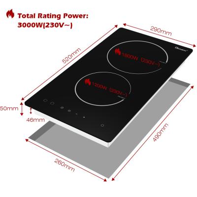 Cina Cucina elettrica a due bruciatori in cucina in ceramica da 12 pollici 3000W 220V-240V in vendita