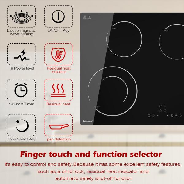 Quality Electric Cooktop 4 Burners 220V Ceramic Cooktop 30 Inch Glass Cooktop 7200W for sale