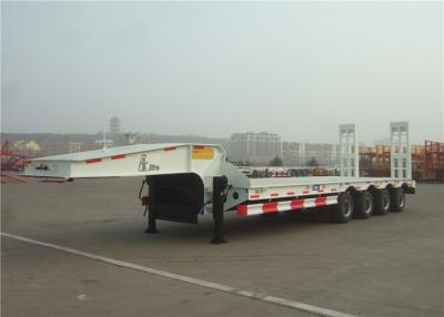 China 100 Ton 3 axle white color Semi Low Bed Trailers with gooseneck for sale