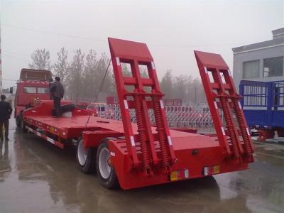 China Common mechanical 3 Axle Low Bed Trailers Air Ladder FUWA Brand for sale